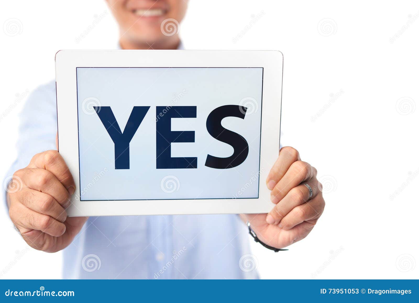 Big yes stock image. Image of inscription, male, tablet - 73951053