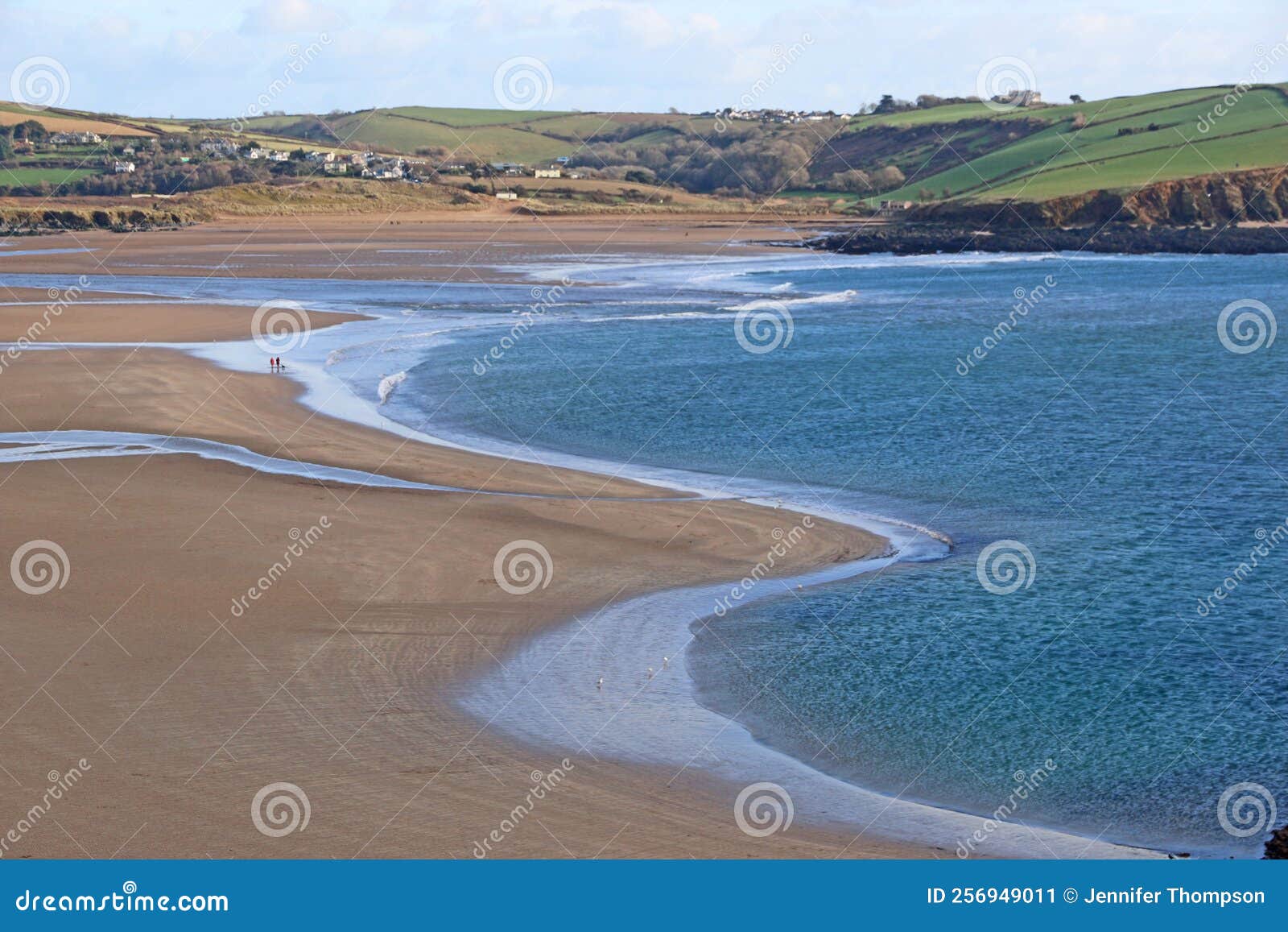 Bigbury Beach in Devon at Low Tide Stock Image - Image of england ...