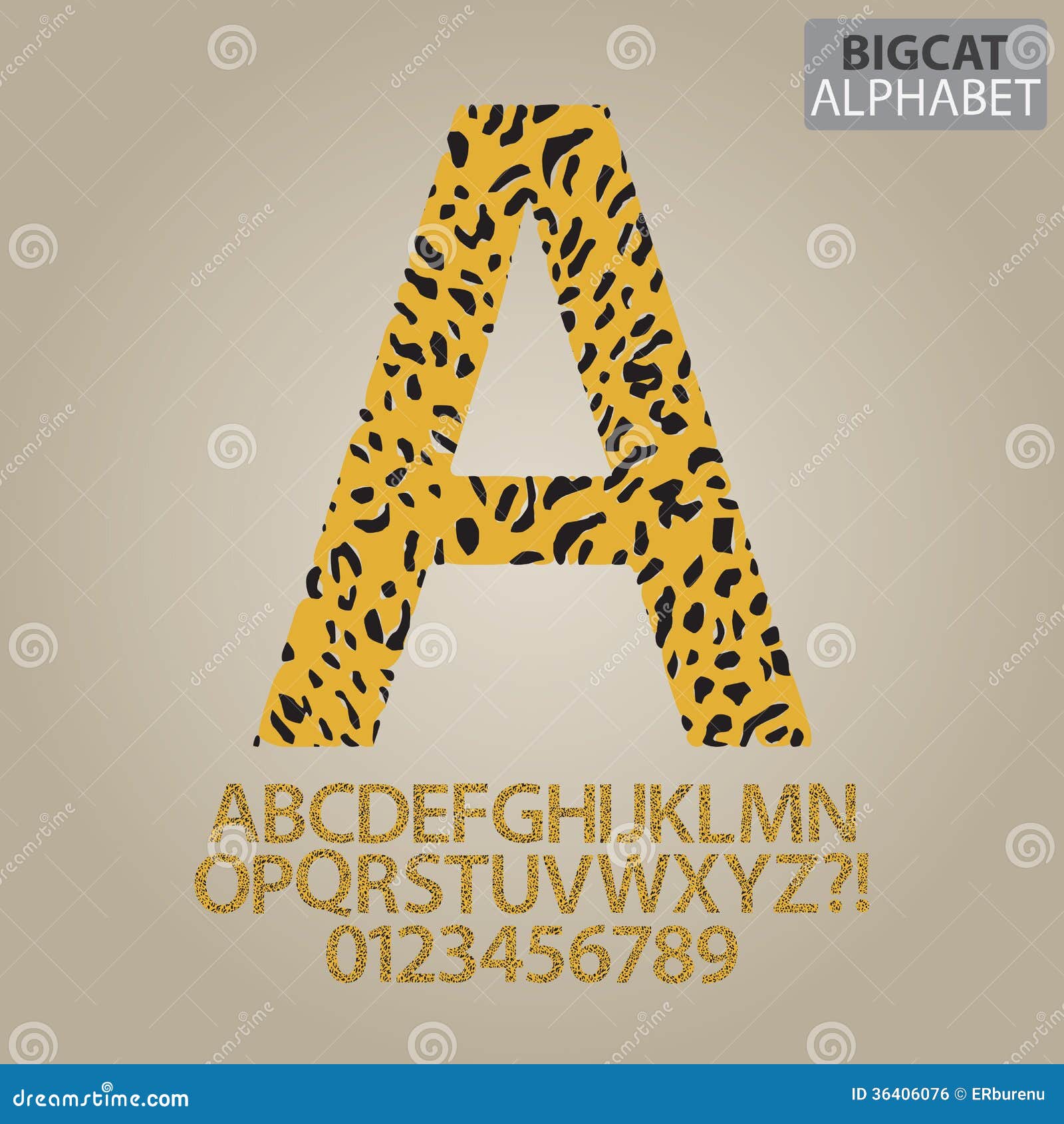 Bigcat Skin Alphabet and Numbers Vector Stock Vector - Illustration of ...