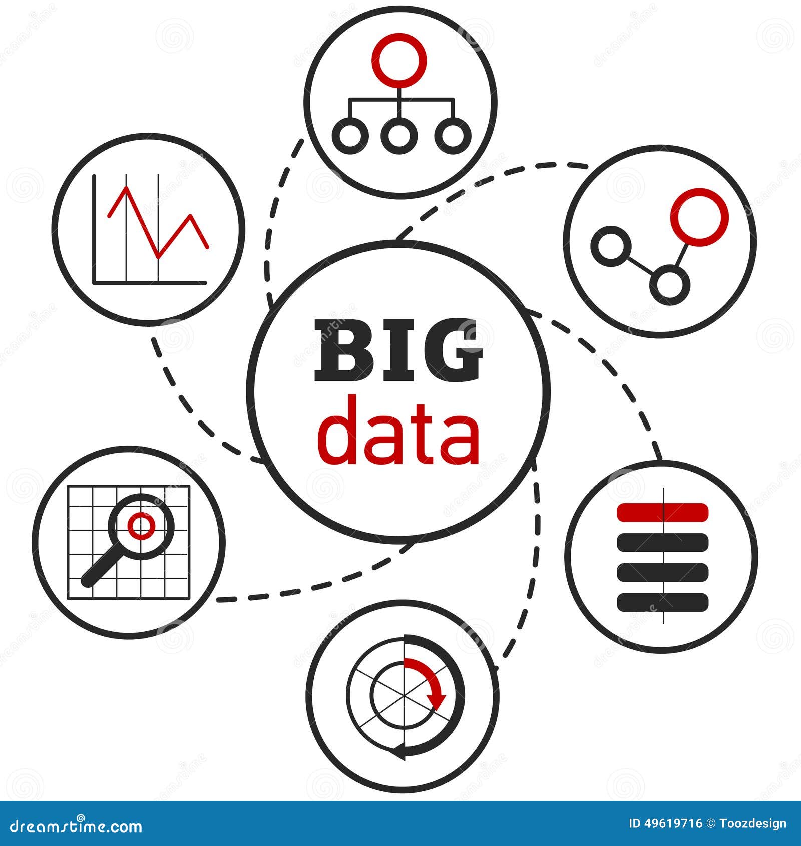 BigDataVectorIllustrationRed Stock Vector - Illustration of cloud, flat ...