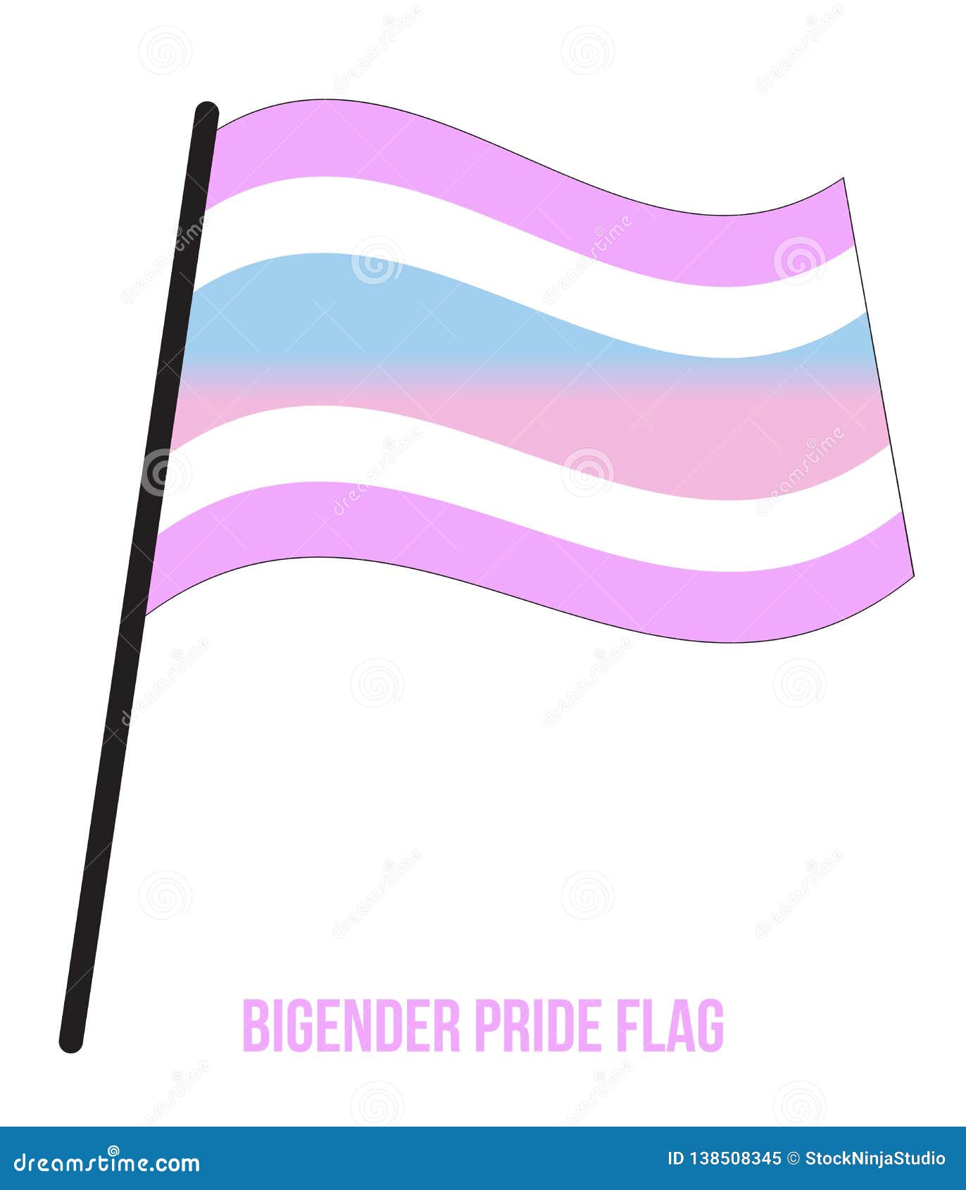 Bigender Pride Flag Waving Vector Illustration Designed With Correct