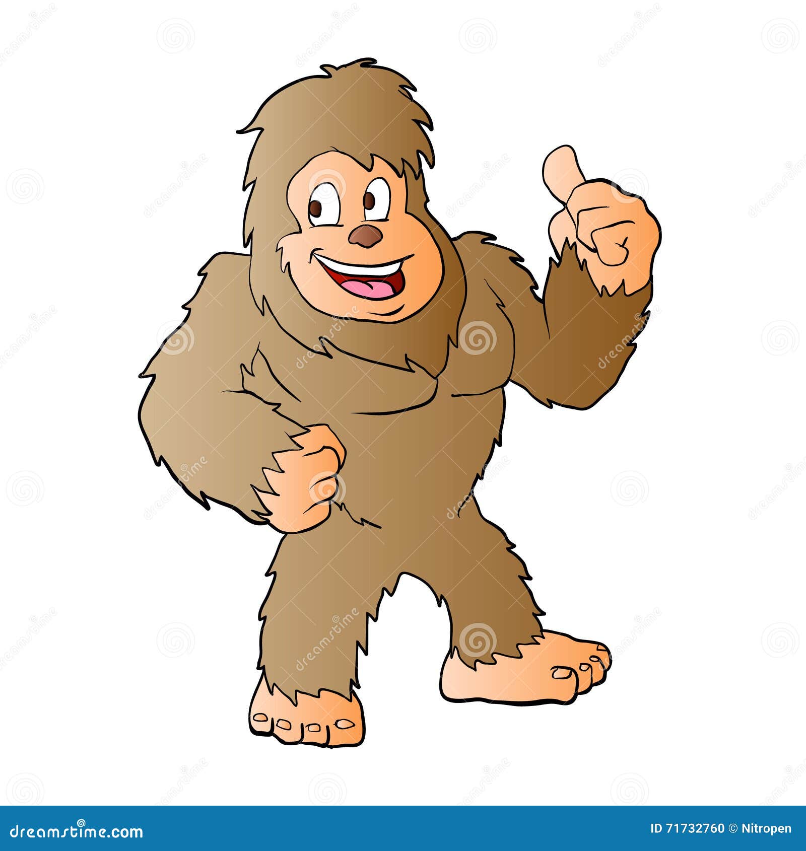 Cartoon Bigfoot Or Yeti Growls In The Forest. Fantasy Vector Art ...