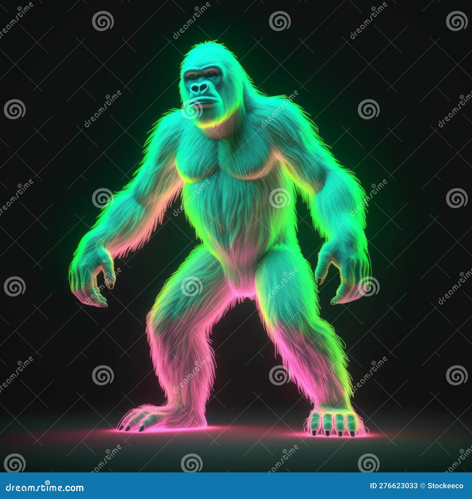 Bigfoot with Neon Glow in 3d Stock Illustration - Illustration of ...
