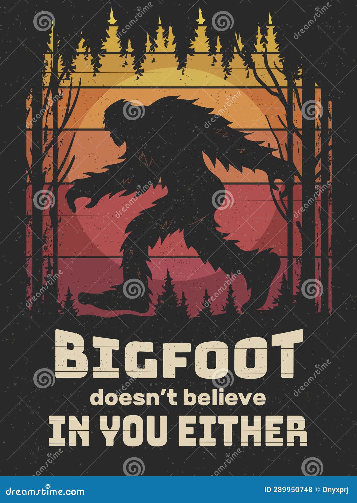 Bigfoot Poster Cryptid Art. Sasquatch Card Illustration. Yowie Artwork ...