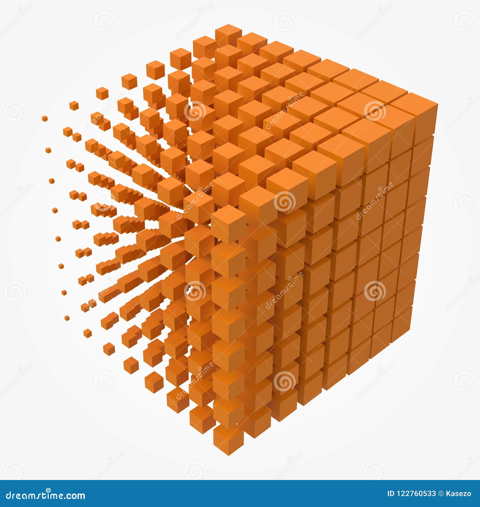 Dissolving Cube Shape. Cyan Version. Vector Illustration ...