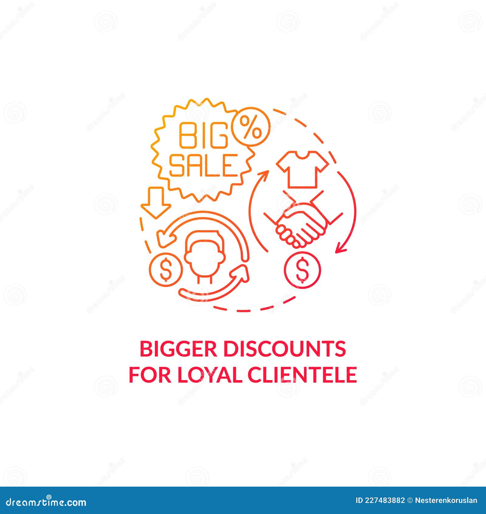 Bigger Discounts for Loyal Clientele Red Gradient Concept Icon Stock ...