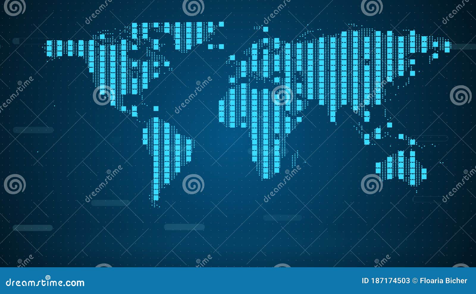 Biggest Cities of the World are Pointed on Digital Blue World Map ...