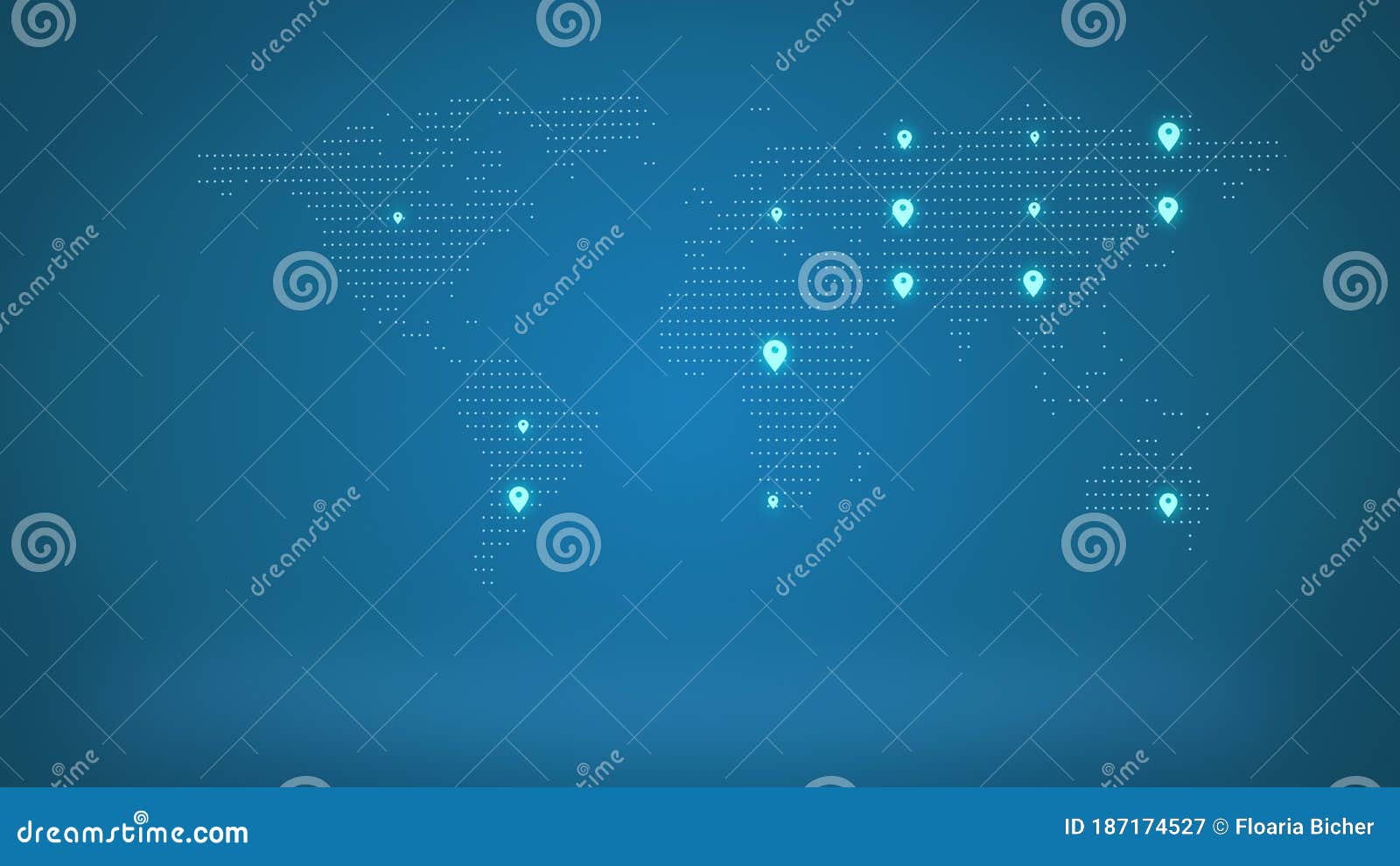 Biggest Cities of the World are Pointed on Digital Blue World Map ...