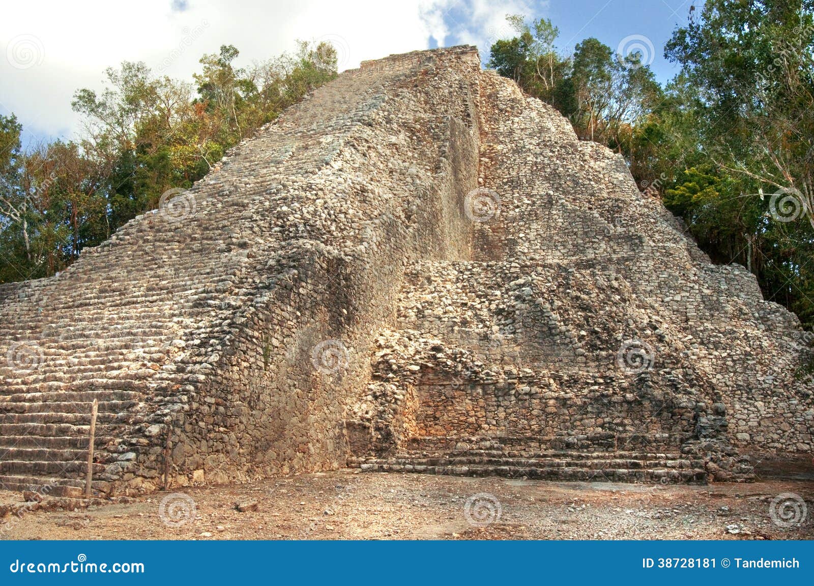 Biggest Mayan Pyramid at Coba, Mexico Stock Image - Image of historic ...
