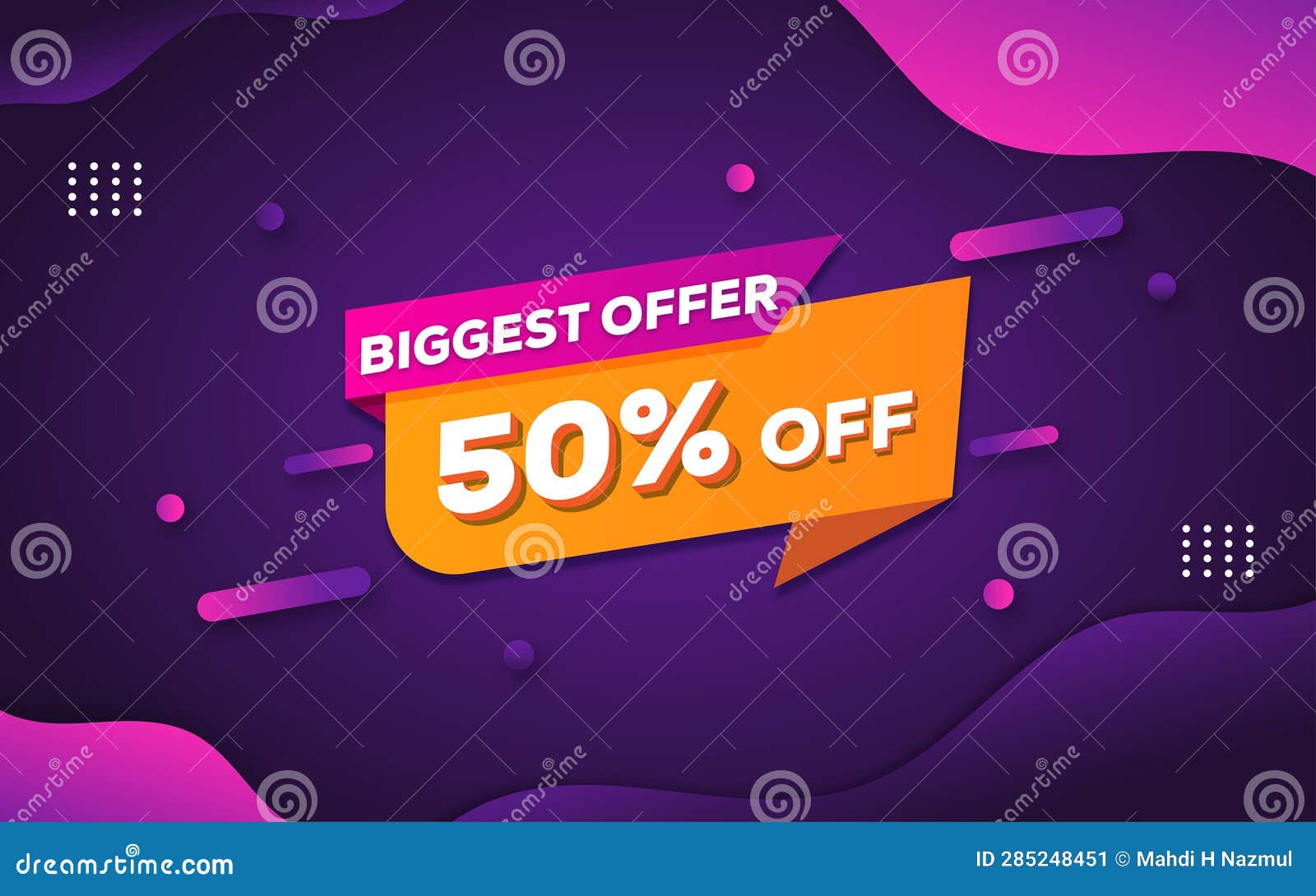 Biggest Offer 50 Off Banner Design Template with 3d Text Effect Stock ...