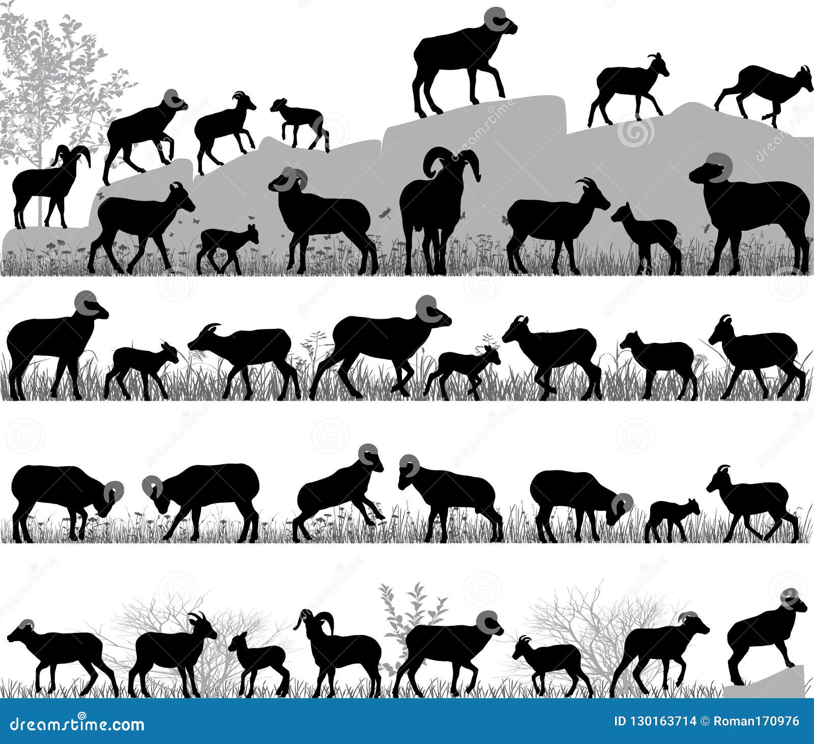 Bighorn sheep stock vector. Illustration of contour - 130163714