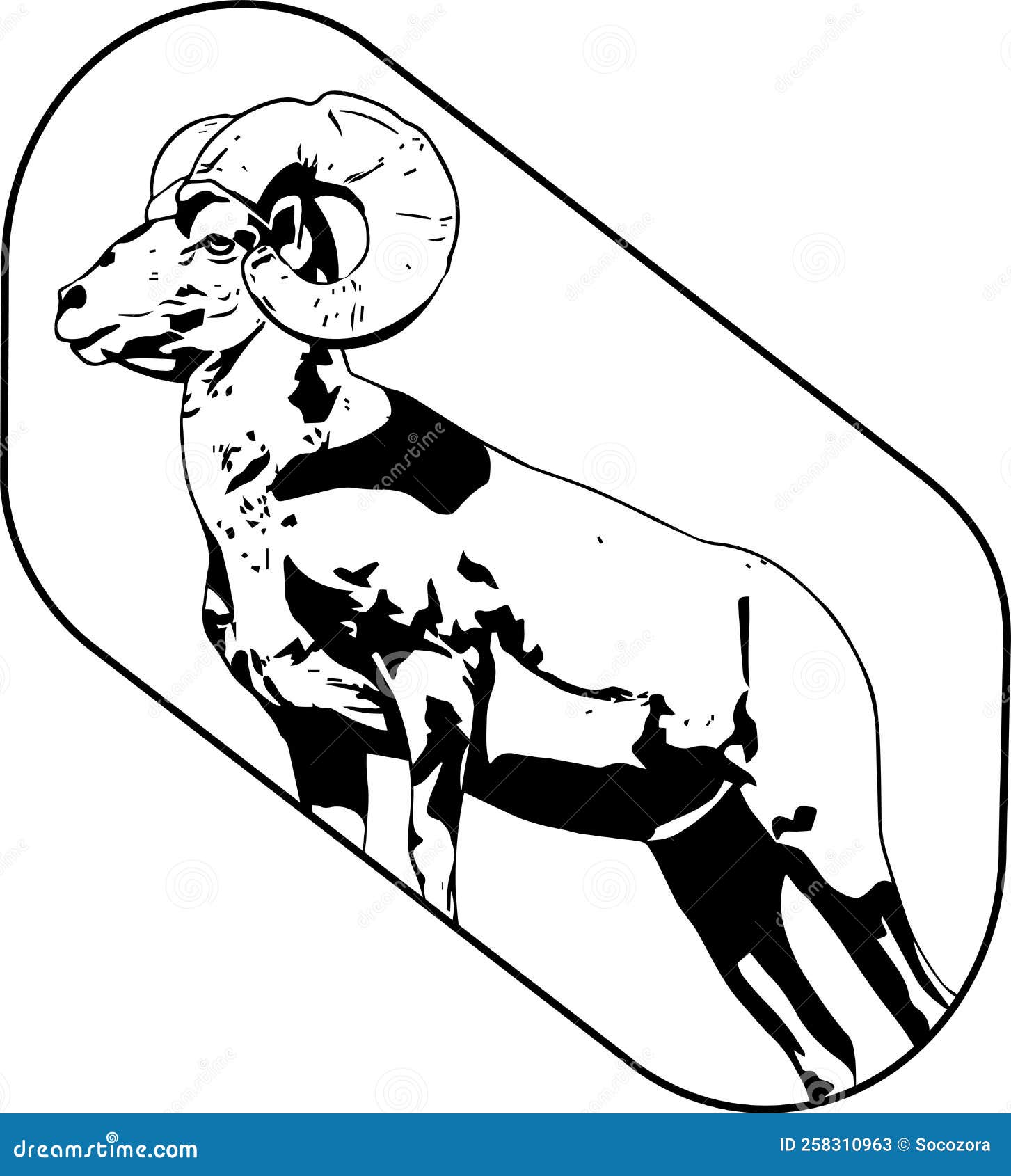 Bighorn Sheep Flat Vector Illustration Stock Vector - Illustration of ...