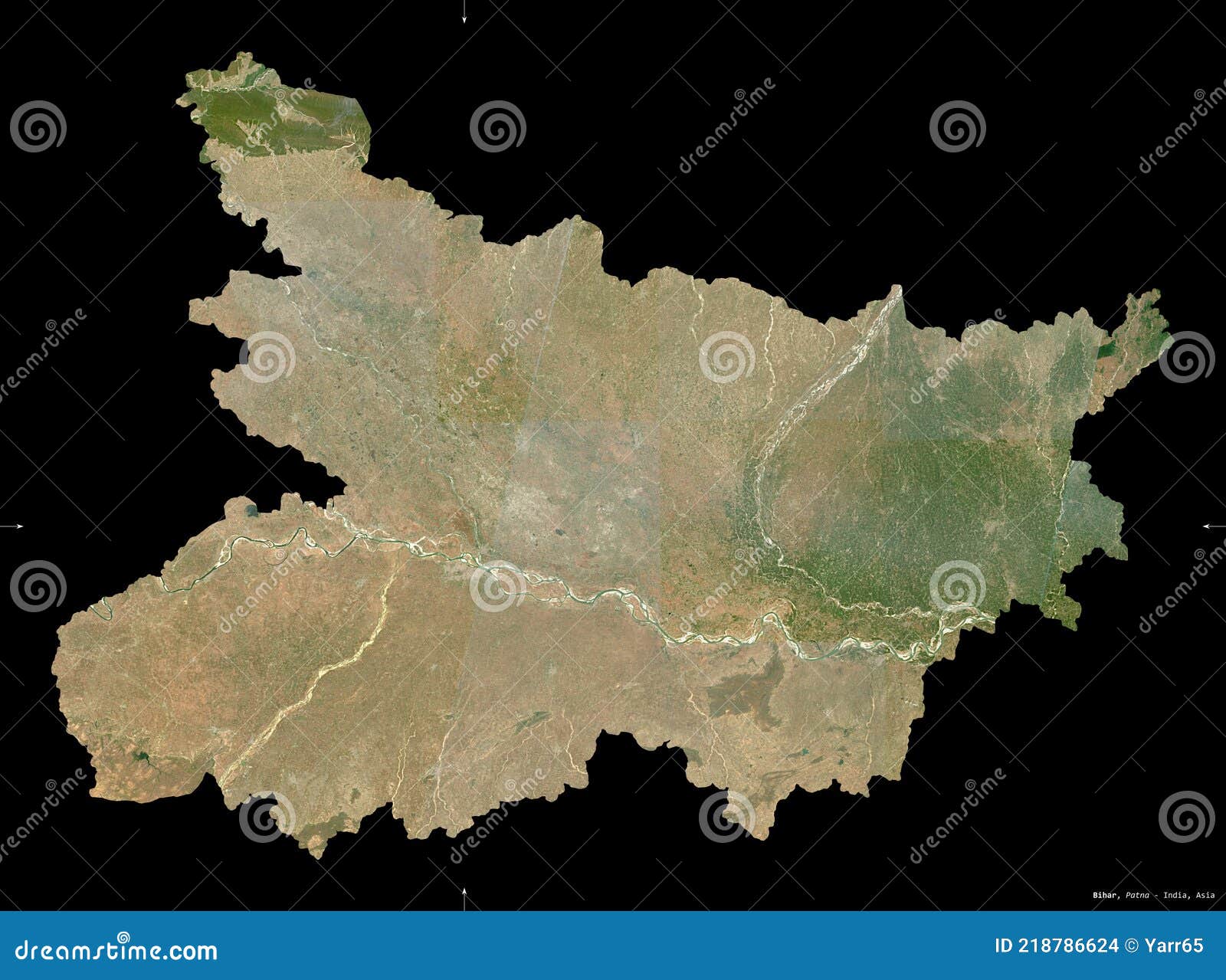 Bihar, India - Black Solid. Sentinel-2 Satellite Stock Illustration ...