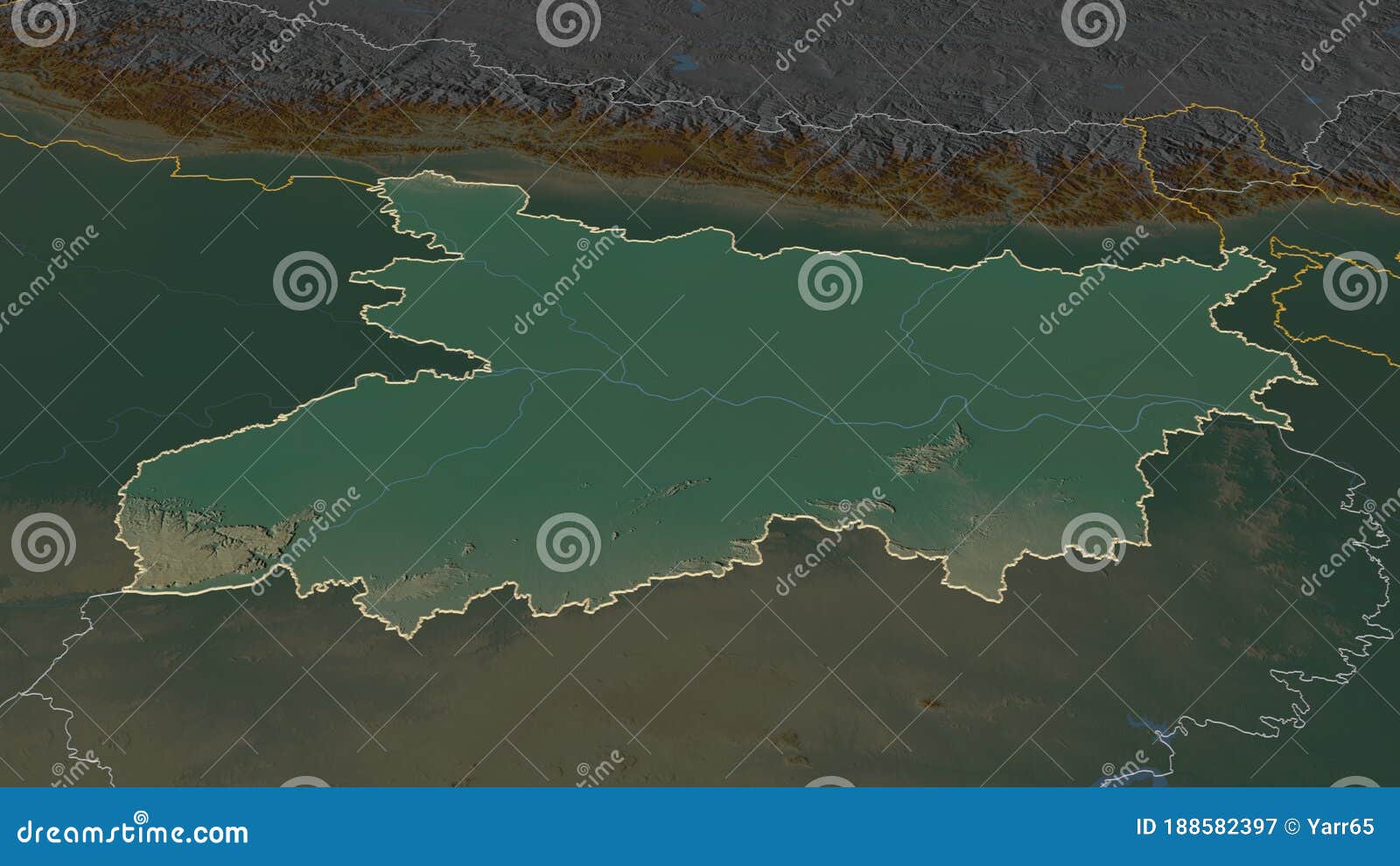 Bihar, India - Outlined. Relief Stock Illustration - Illustration of ...