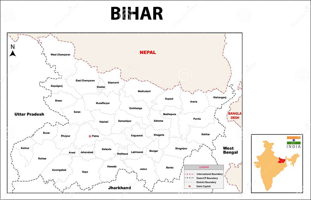 Bihar Map. Bihar District Map, India. Bihar, India, Vector Map Isolated ...