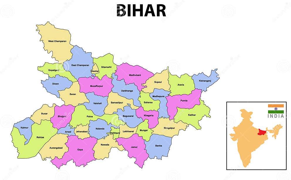 Bihar Map. Bihar District Map, India. Bihar, India, Vector Map Isolated ...