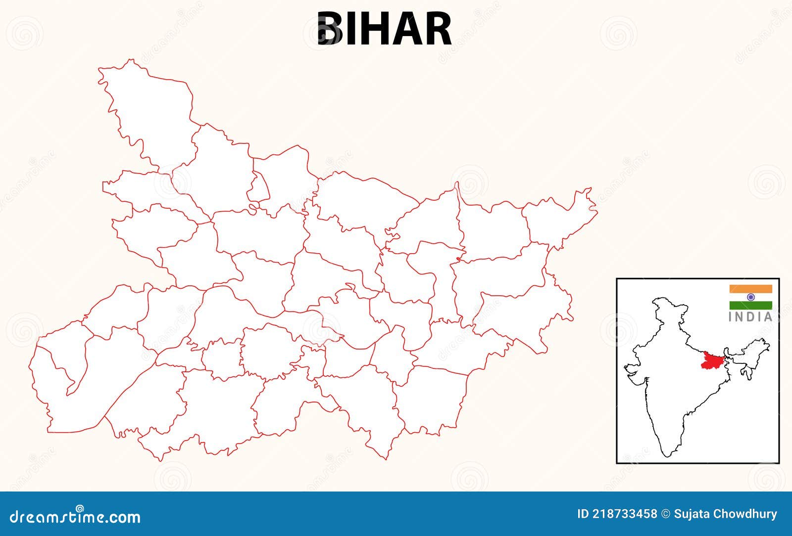 Bihar Map. Bihar District Map, India. Bihar, India, Vector Map Isolated ...