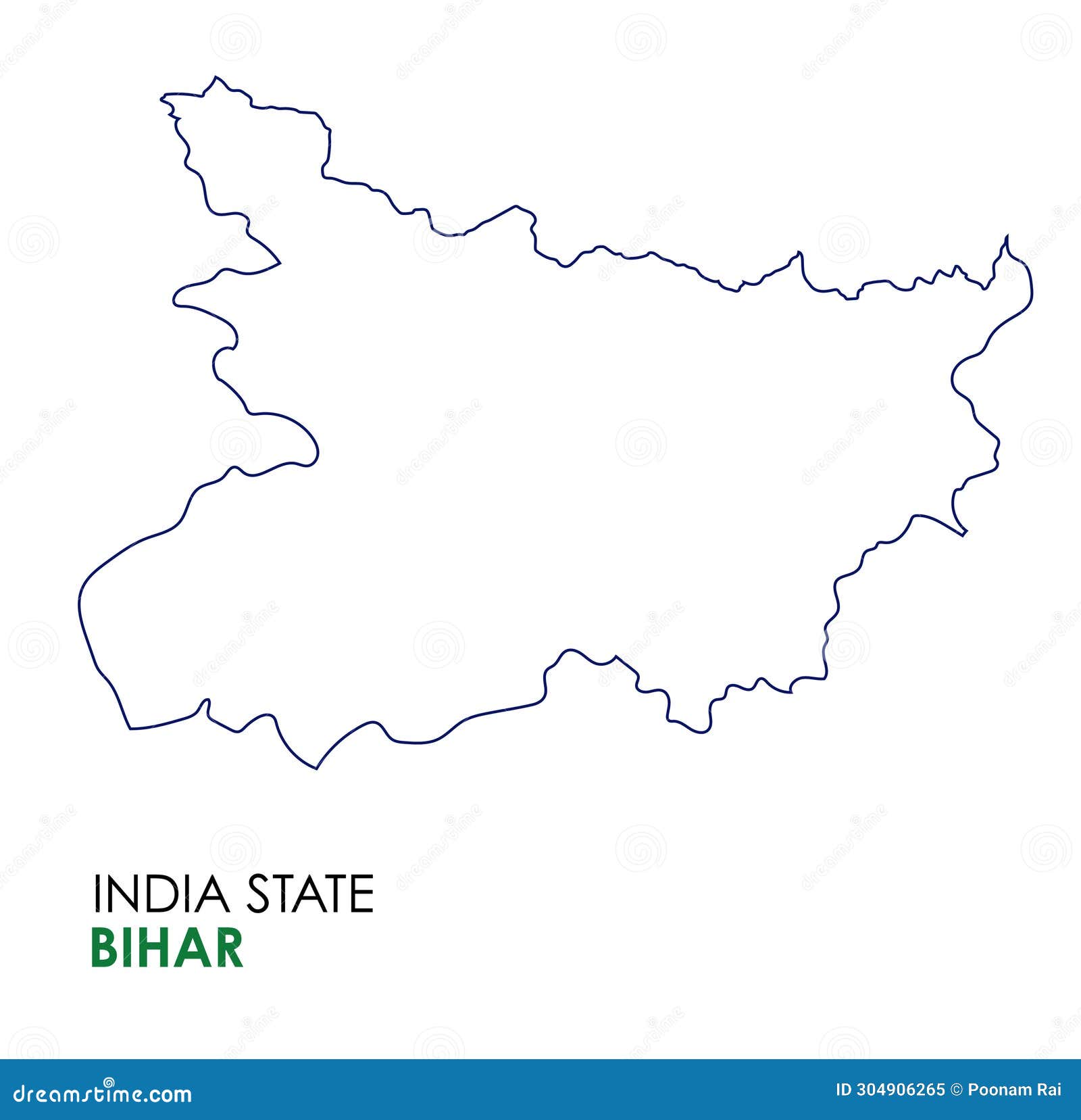 Bihar Map of Indian State. Bihar Map Vector Illustration Stock ...