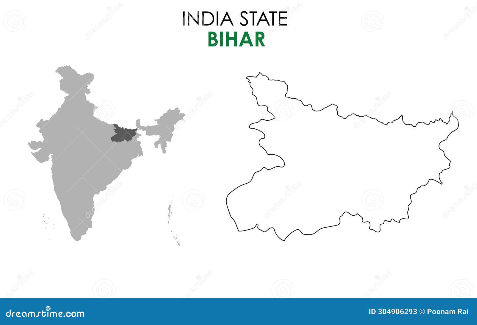 Bihar Map of Indian State. Bihar Map Vector Illustration Stock ...