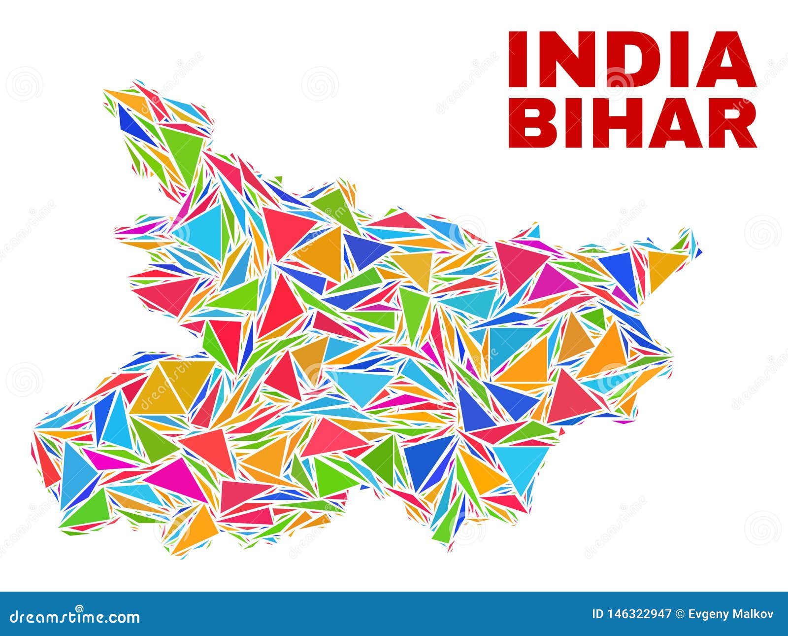 Bihar State Map - Mosaic of Color Triangles Stock Vector - Illustration ...