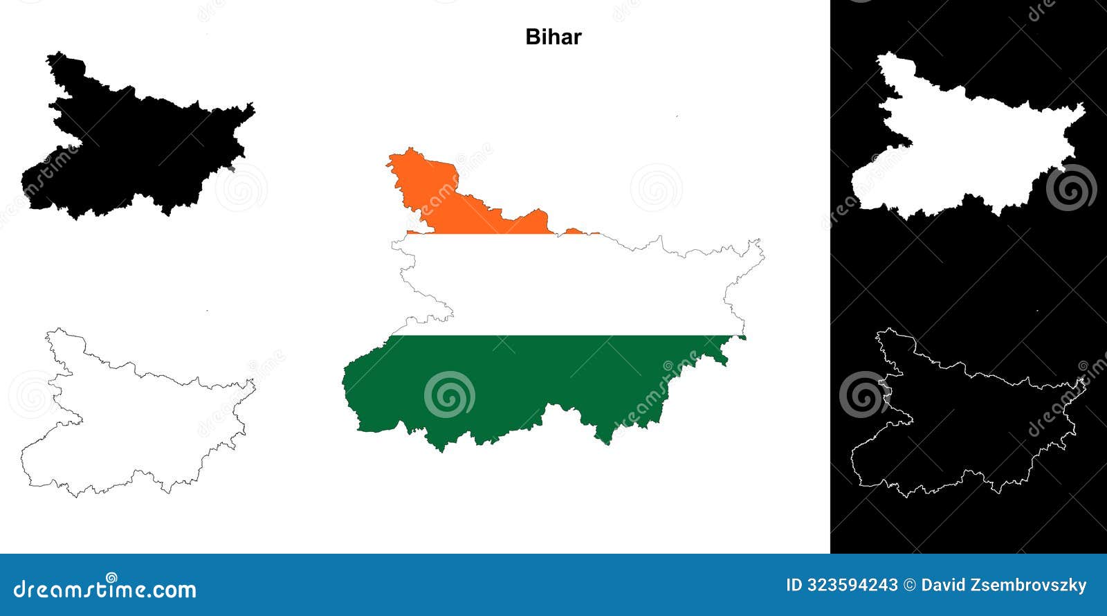Bihar outline map stock vector. Illustration of border - 323594243