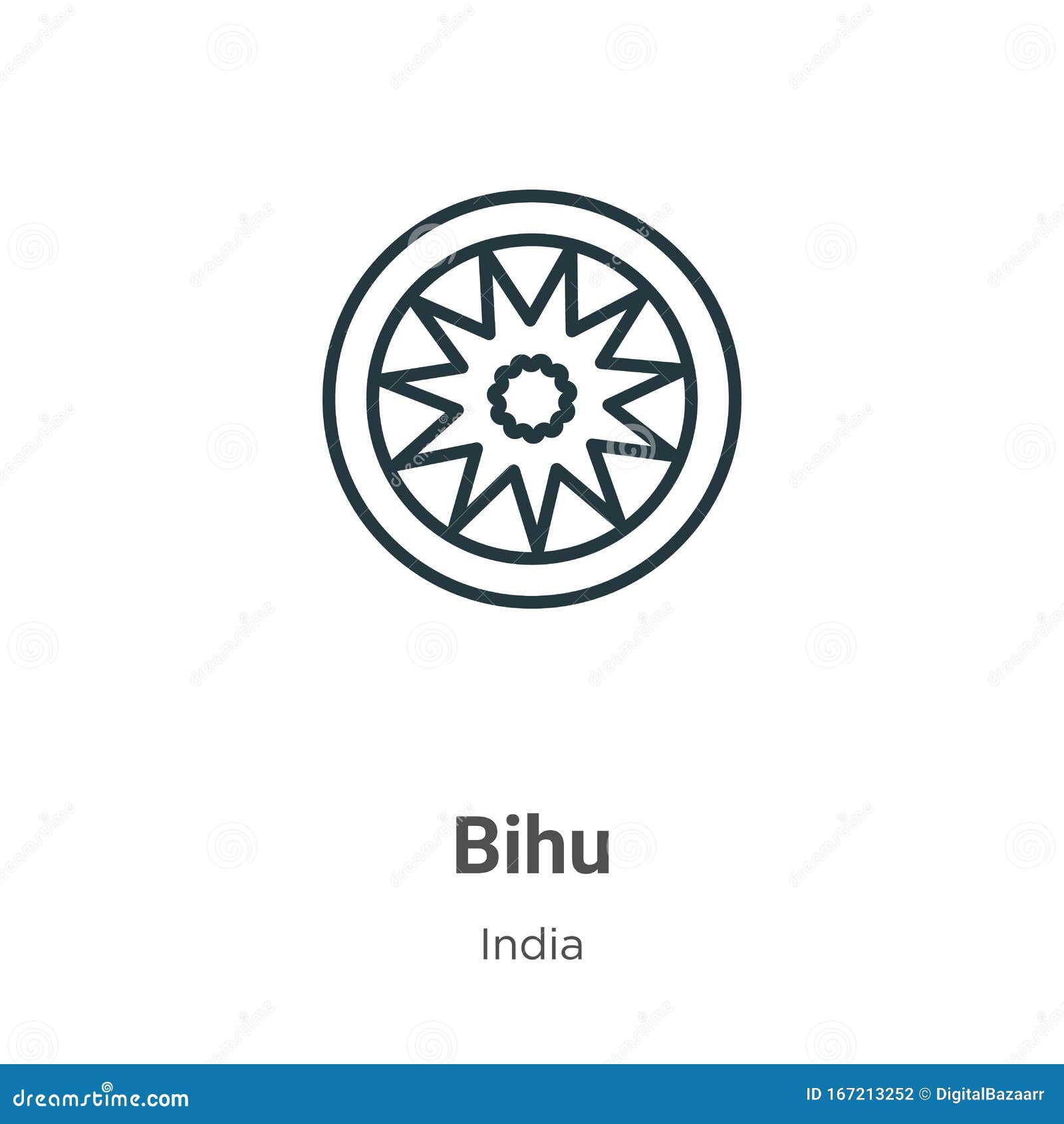 Bihu Outline Vector Icon. Thin Line Black Bihu Icon, Flat Vector Simple ...