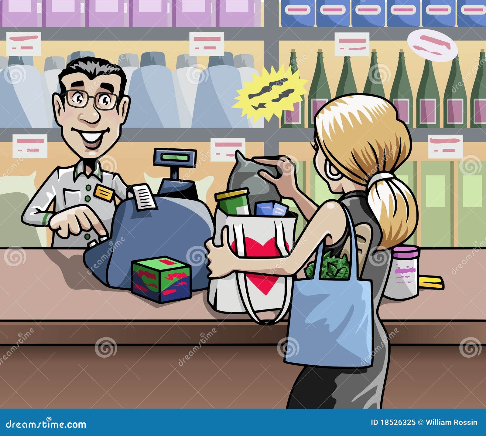 Bij de winkel vector illustratie. Illustration of verdienen - 18526325