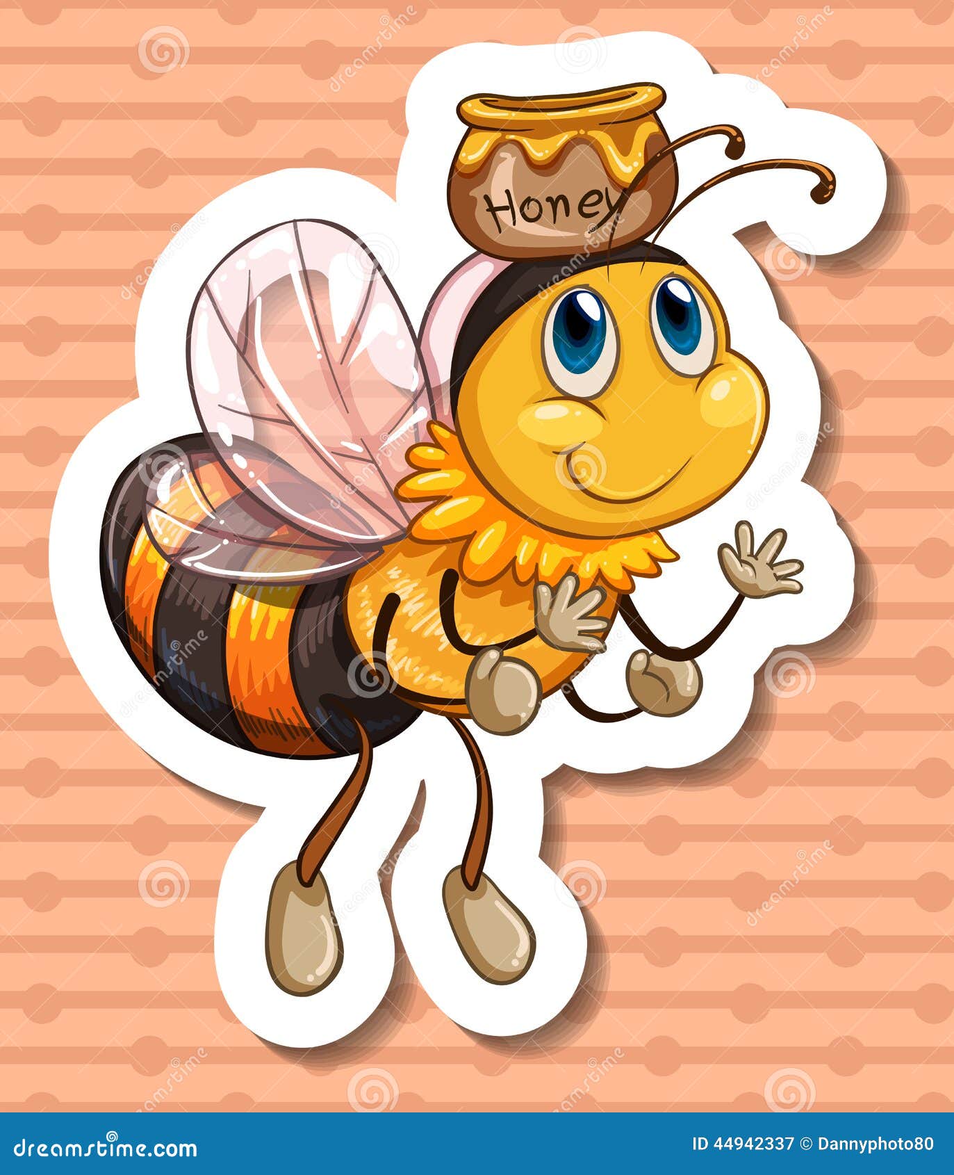 Bij en honing vector illustratie. Illustration of enkelvoudig - 44942337