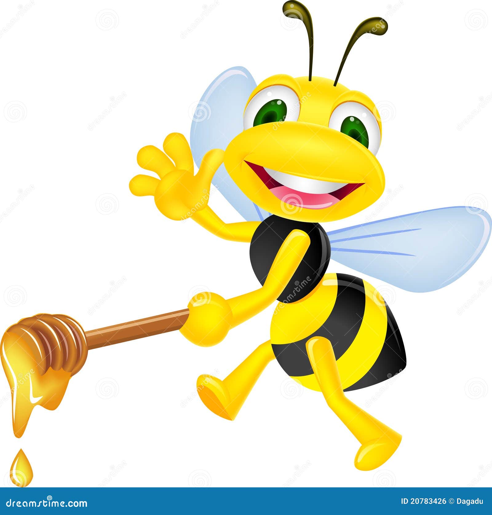 Bij met honing vector illustratie. Illustration of aanbiddelijk - 20783426