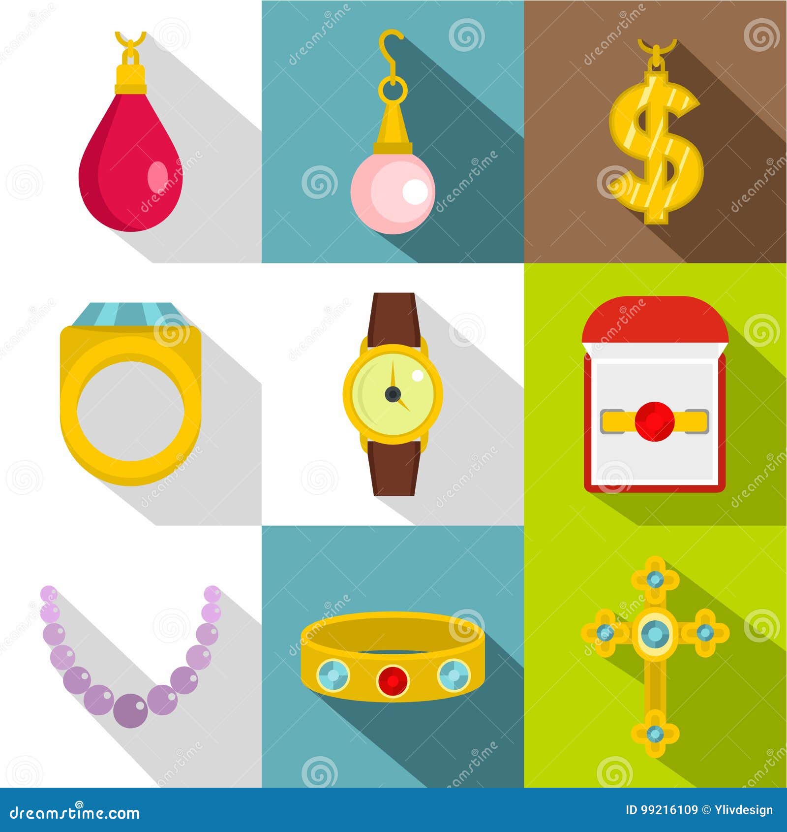 Bijou icon set, flat style stock vector. Illustration of bijou - 99216109