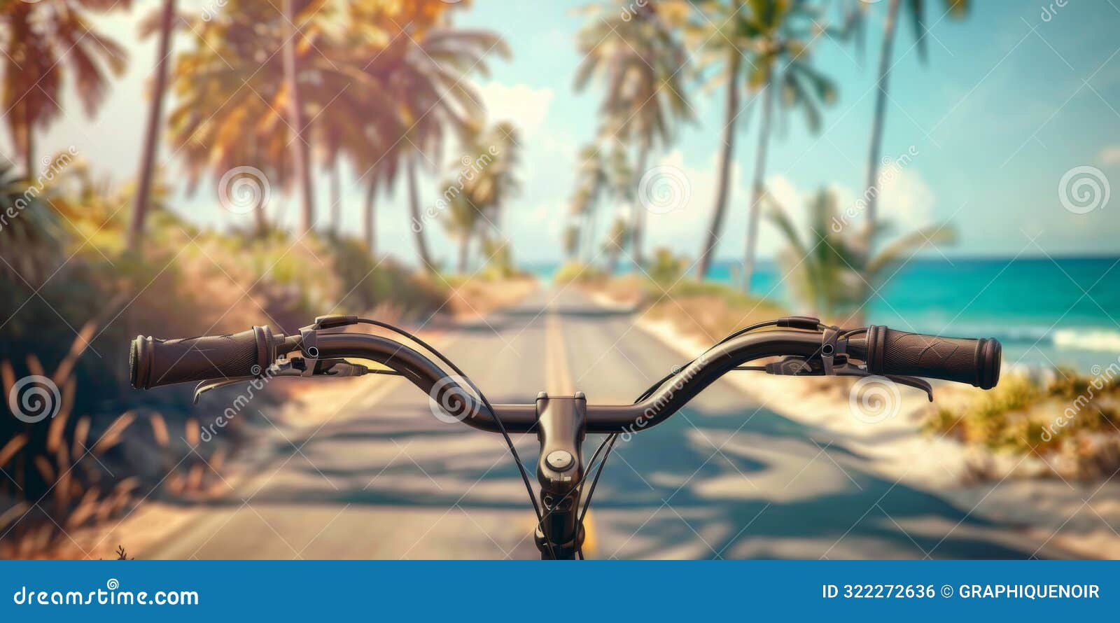 Bike Bicycle on Backdrop of the Sea and Palm Trees Stock Photo - Image ...