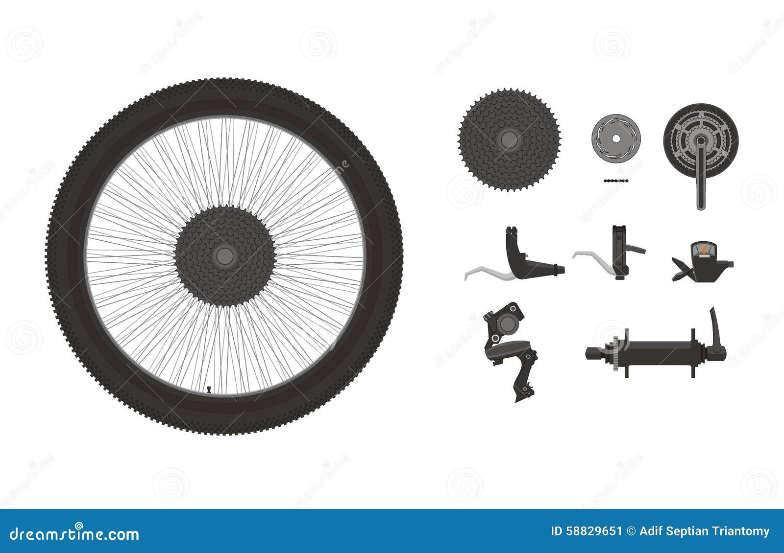 Bike components icon set stock vector. Illustration of graphic - 58829651