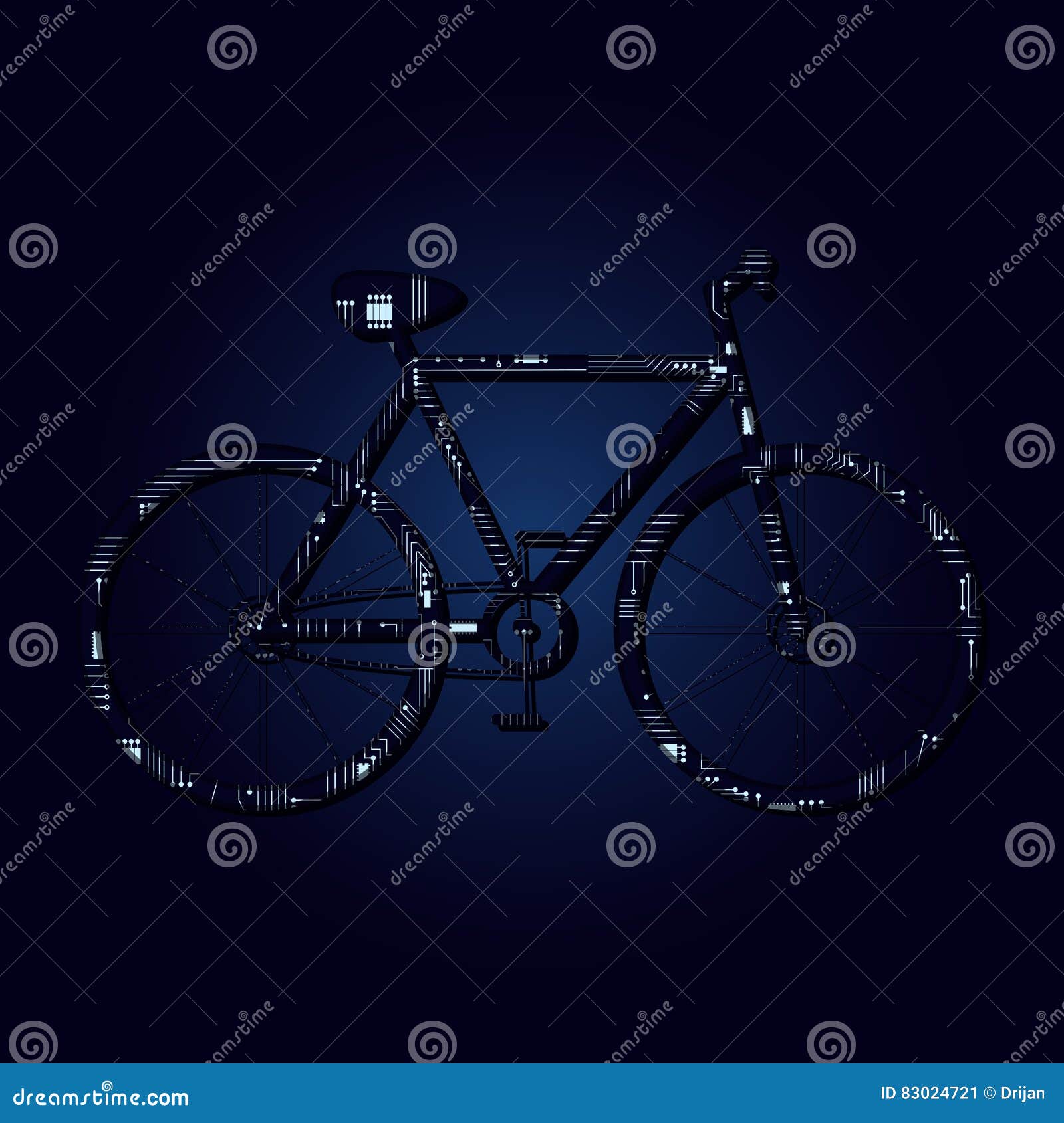 Bike with Electronic Circuit Stock Vector - Illustration of activity ...