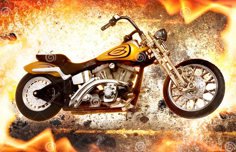 Bike on fire stock photo. Image of chopper, design, motorbike - 6026868