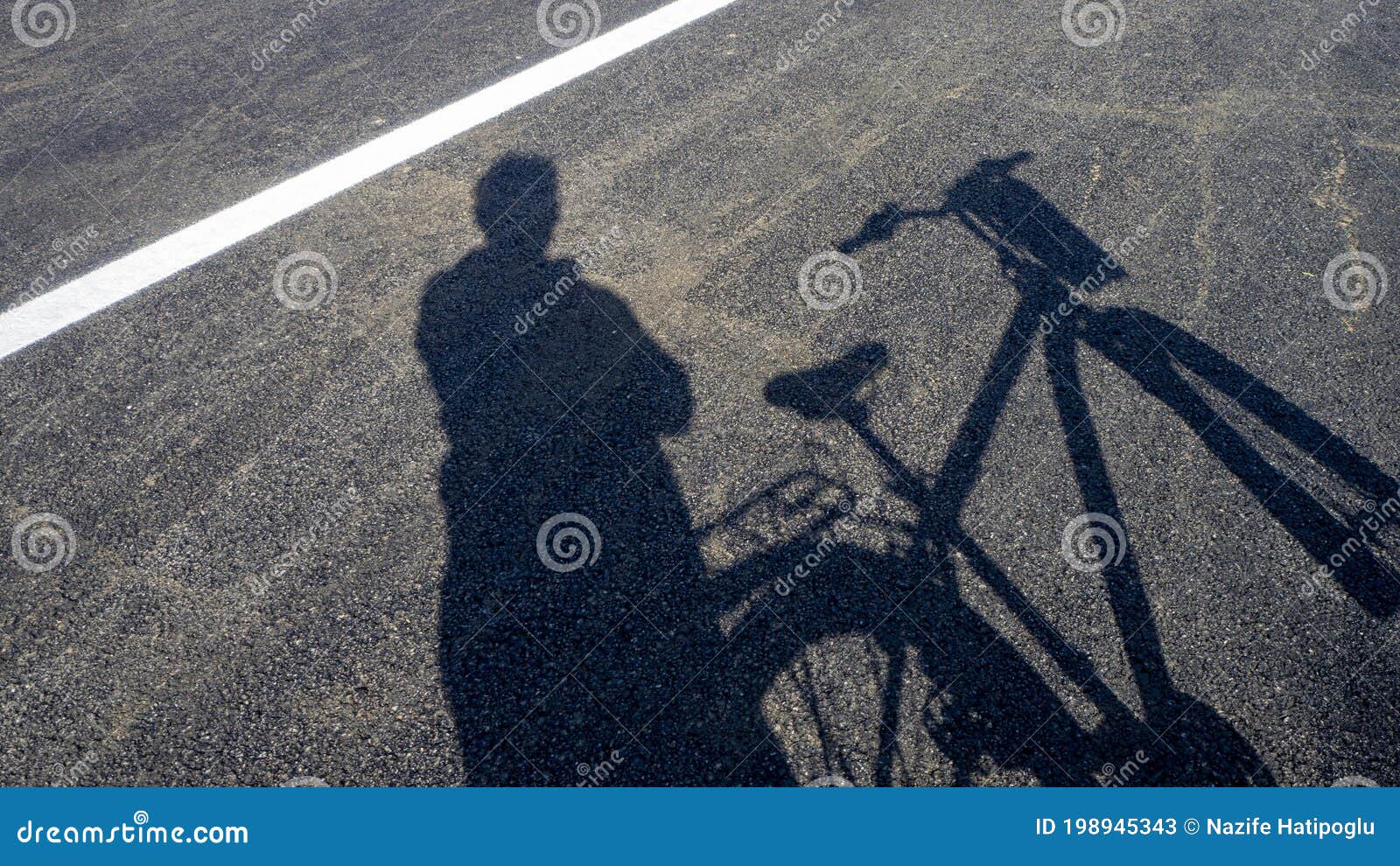 Bike and Human Shadow, Bike and on Asphalt Road Stock Image - Image of ...