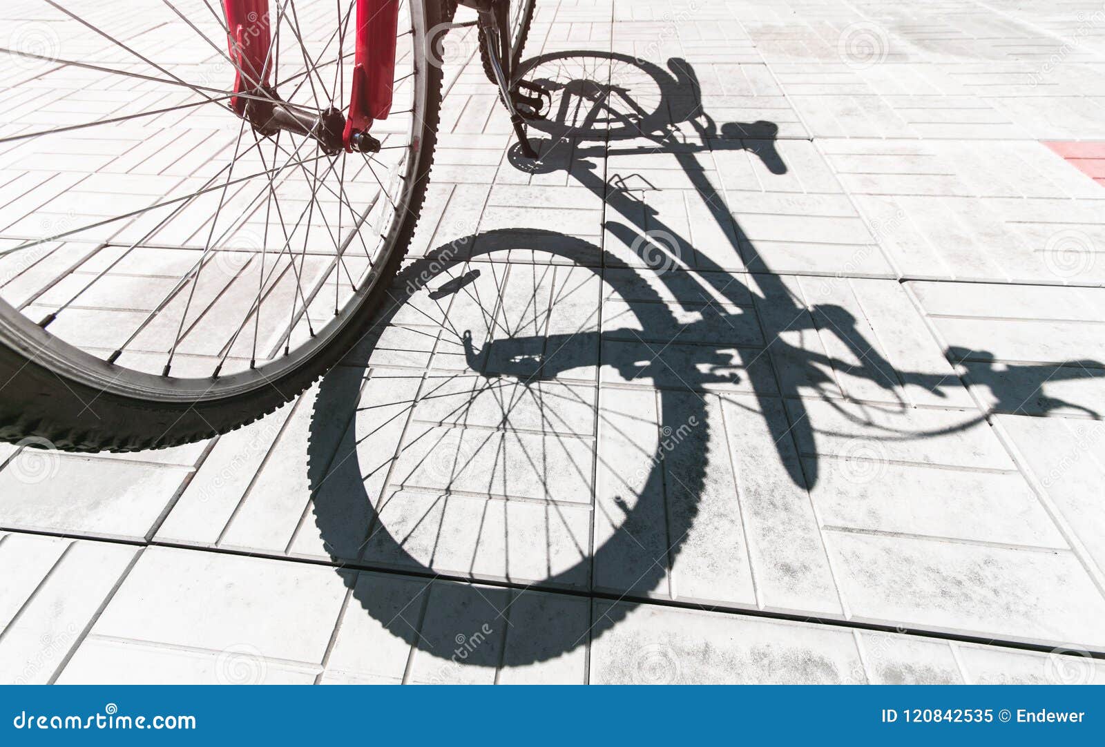 The Bike and Its Shadow on the Paving Slab. Side View Stock Image ...