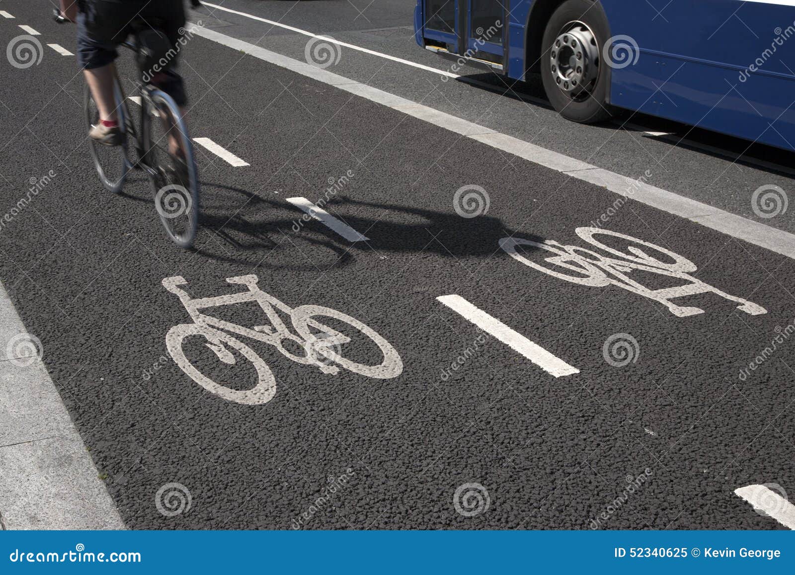 Bike Lane with Bus stock image. Image of lane, ride, fast - 52340625