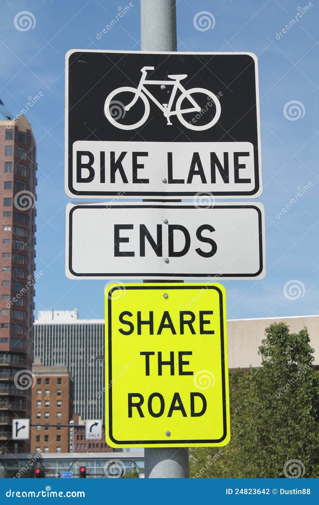 Bike Lane Ends Sign stock photo. Image of road, safety - 24823642