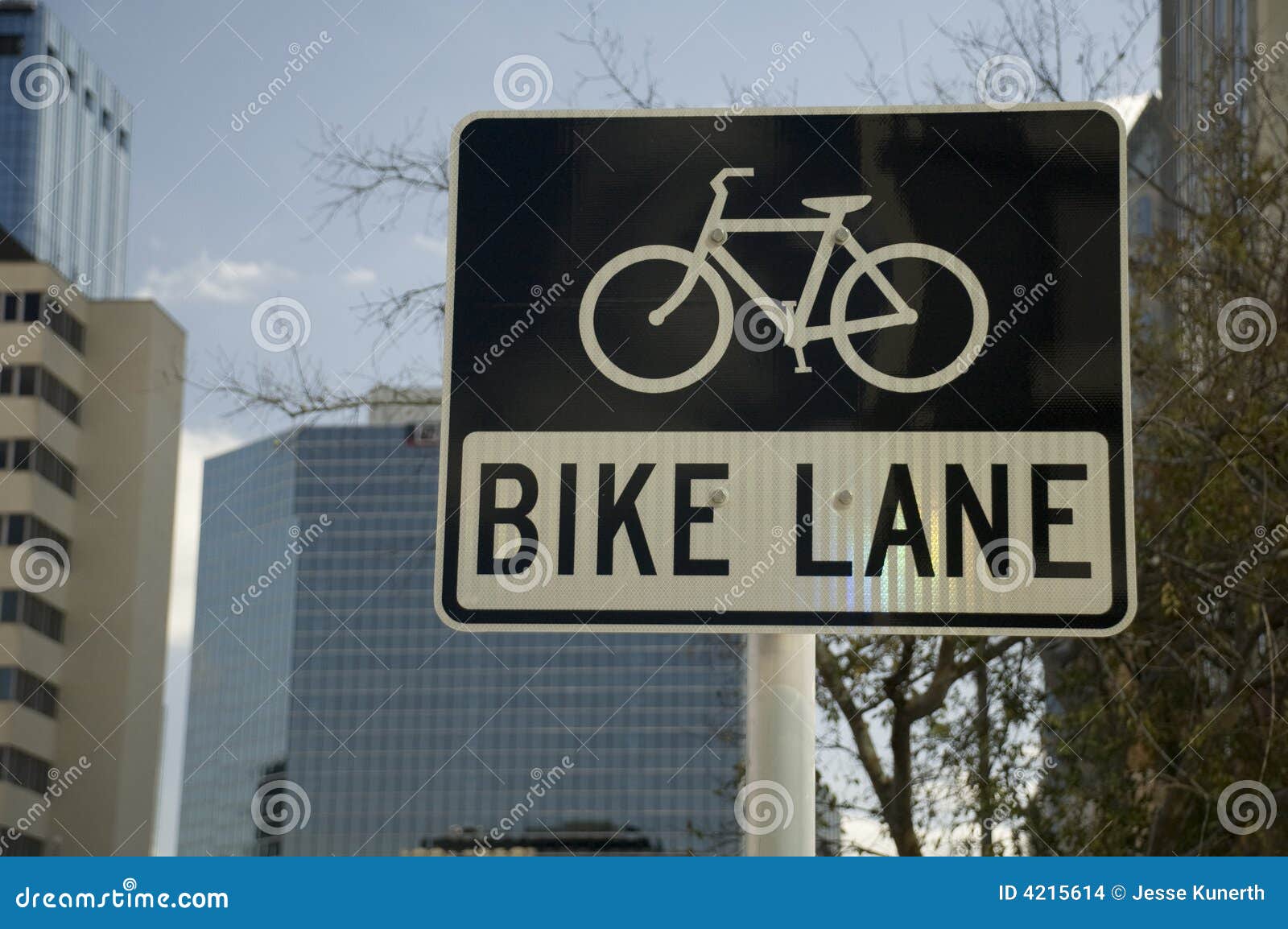 Bike Lane Sign stock photo. Image of downtown, sign, rise - 4215614