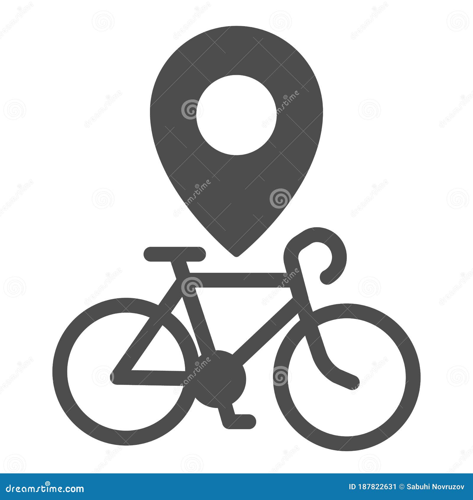 Bike Location Solid Icon, Bicycle Concept, Map Pointer With Bicycle ...