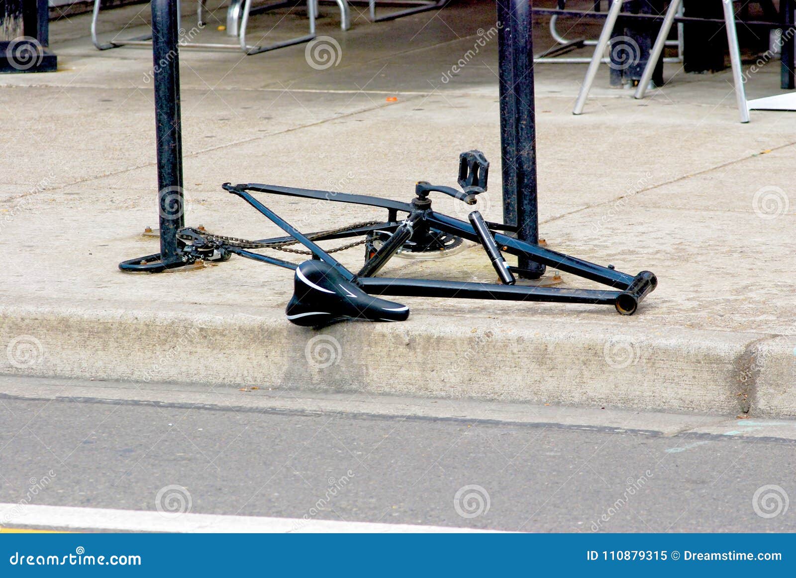 Bike with Missing Wheels and Handlebars Stock Image - Image of street ...