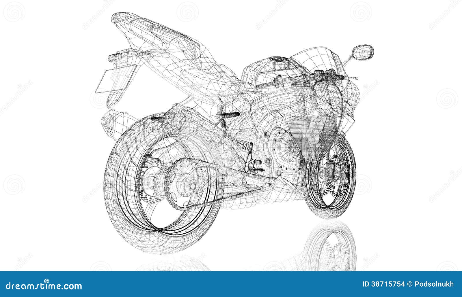 Bike, motorcycle, 3D model stock illustration. Illustration of speed ...