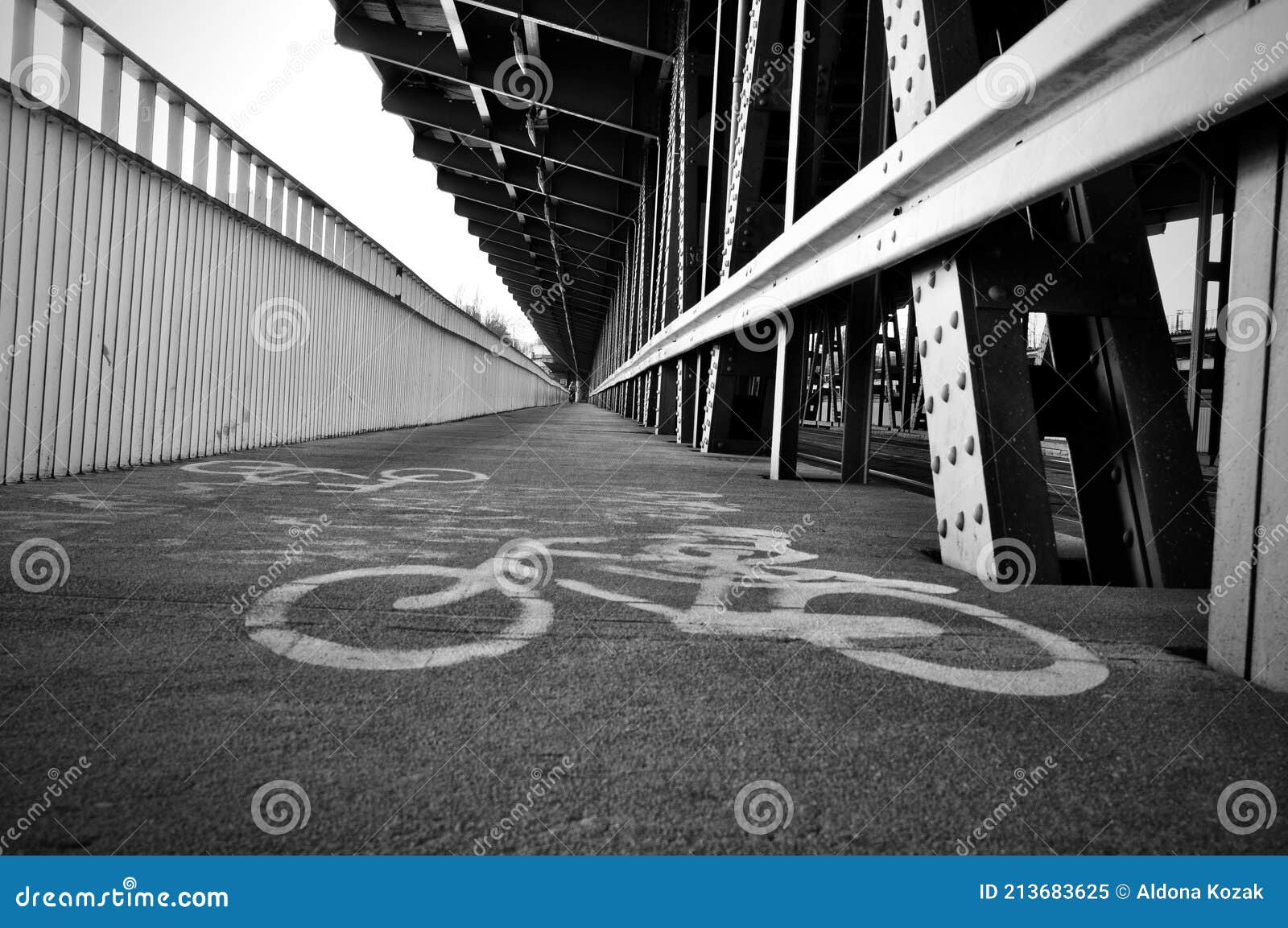 Bike Path on the Bridge Green Iron Construction Stock Image - Image of ...