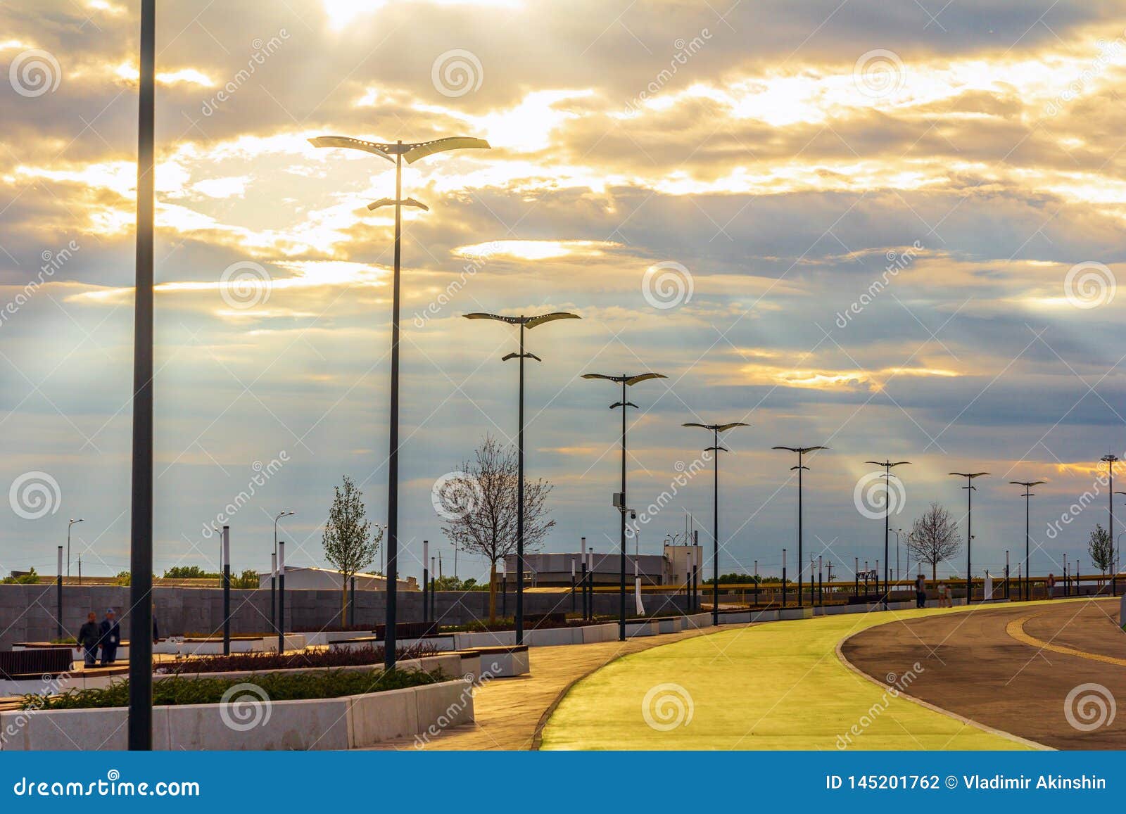 A Bike Path Near a New Stadium Built for the World Cup Stock Photo ...