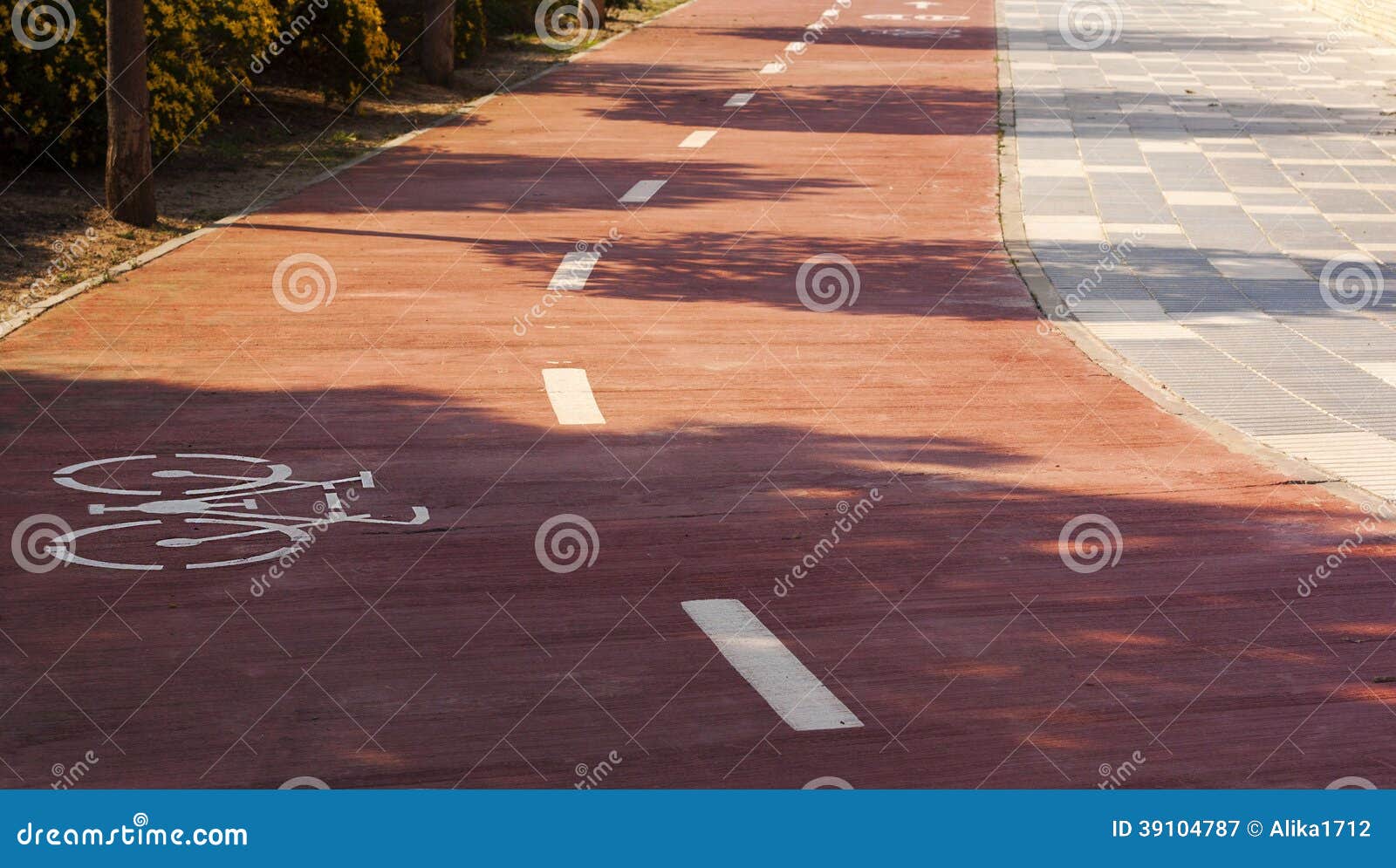 Bike path in the town stock image. Image of lines, sign - 39104787