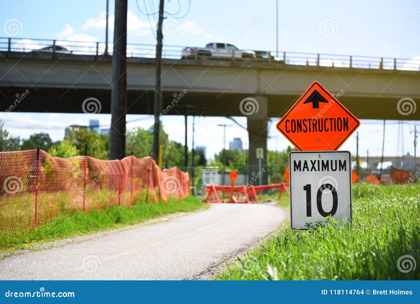 Bike Path Under Construction Stock Photo - Image of paving, garden ...