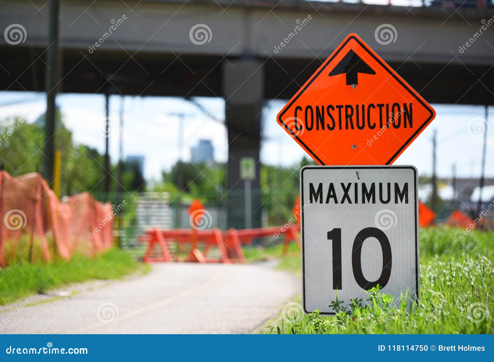Bike Path Under Construction Stock Photo - Image of pavement, orange ...