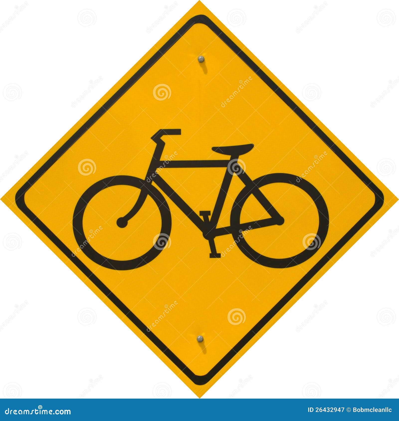 Bike Path Yellow Sign stock image. Image of bike, bikeframe - 26432947