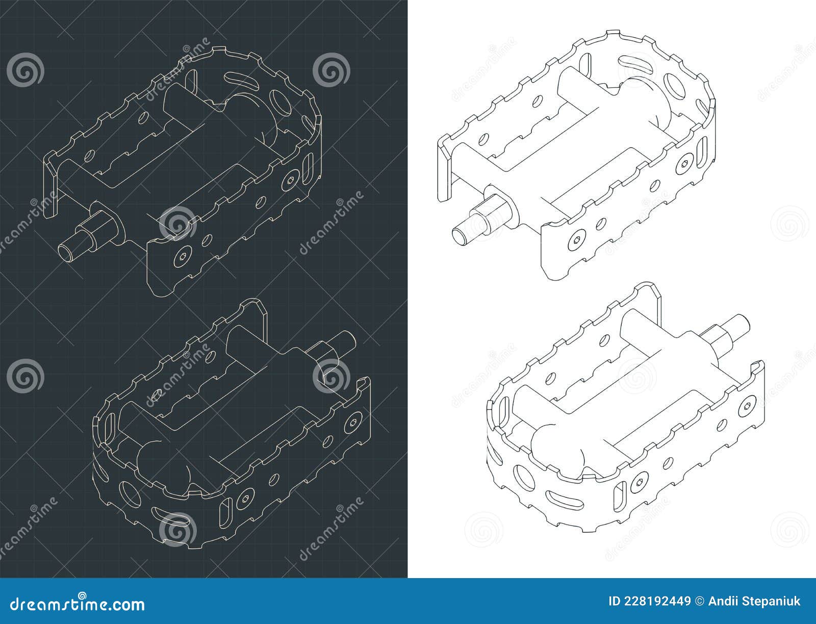 Bike Pedal Isometric Blueprints Stock Vector - Illustration of ...