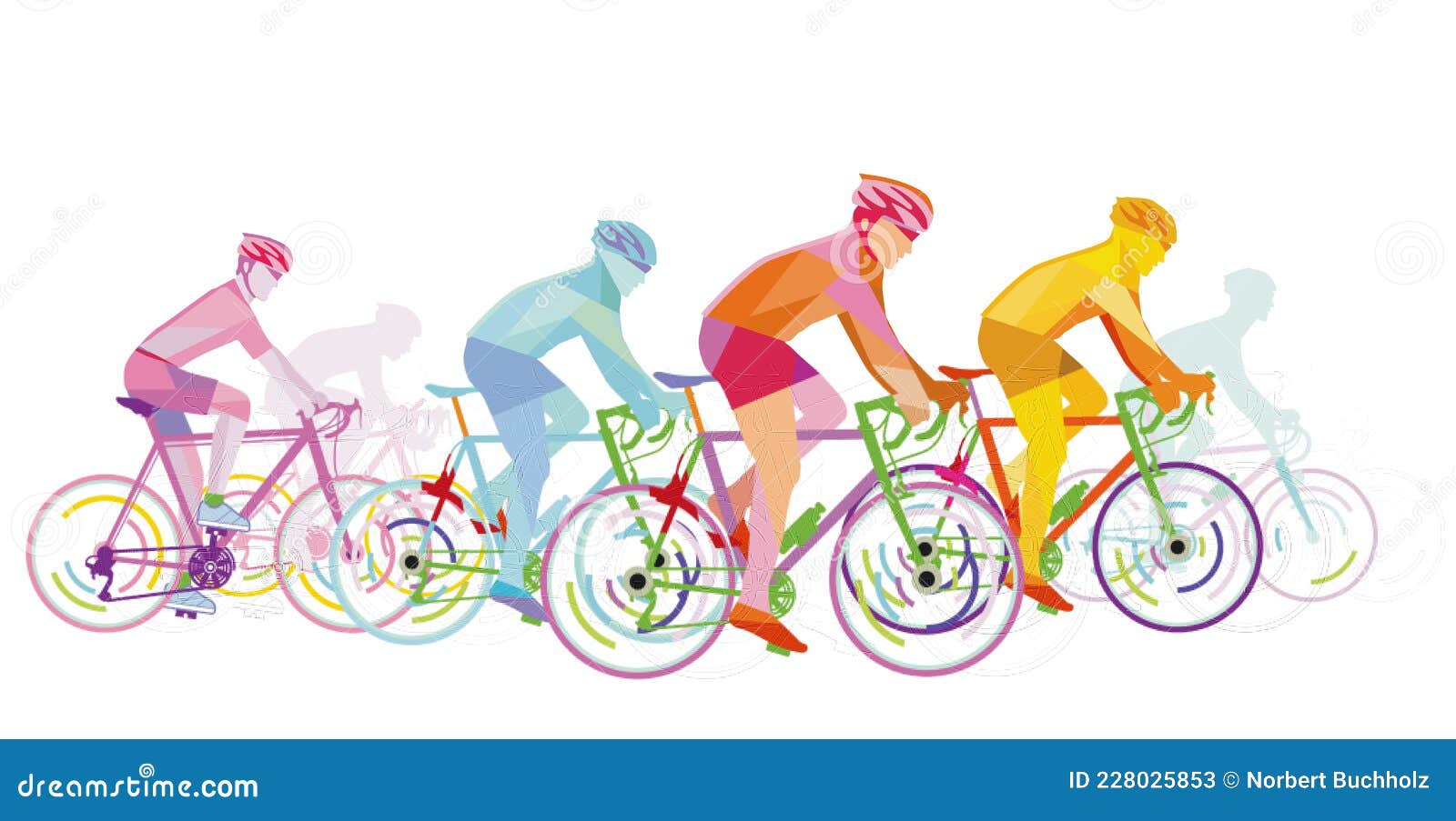 Bike Race with a Group of Cyclists Stock Vector - Illustration of ...